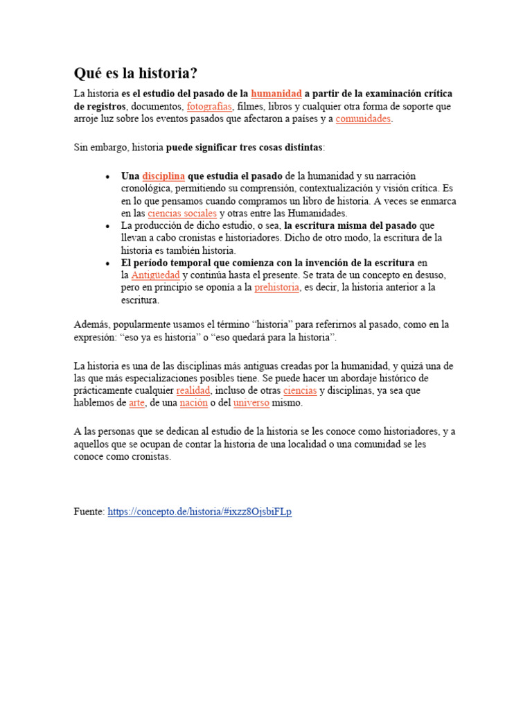 Historia: Definición y Significados | PDF | Ciencias sociales | Filosofía