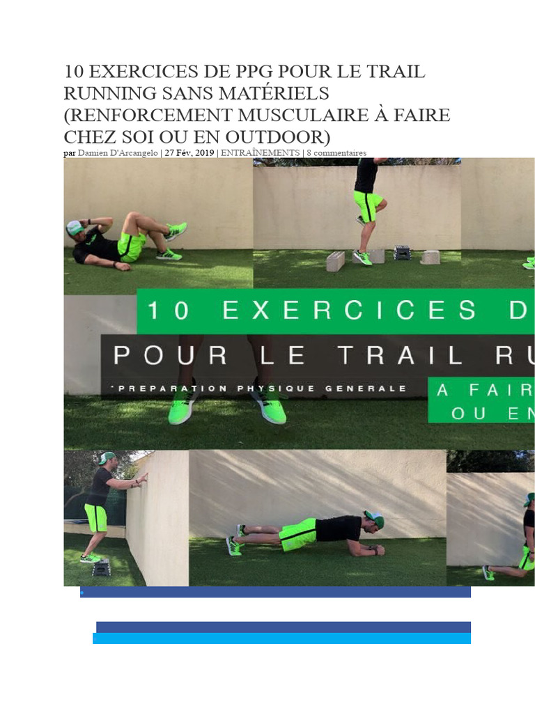 10 Exercices de PPG Pour Le Trail Running Sans Matériels | PDF ...