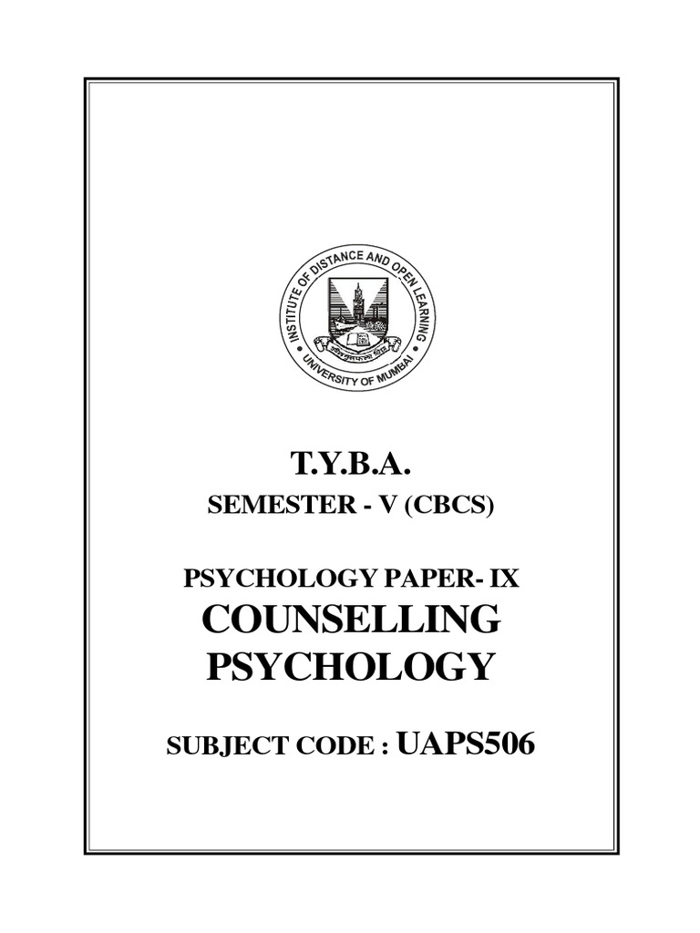 Paper IX Counselling Psychology English Version | PDF | Psychotherapy ...
