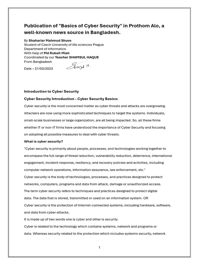 Basic of CyberSecurity | PDF | Computer Security | Security