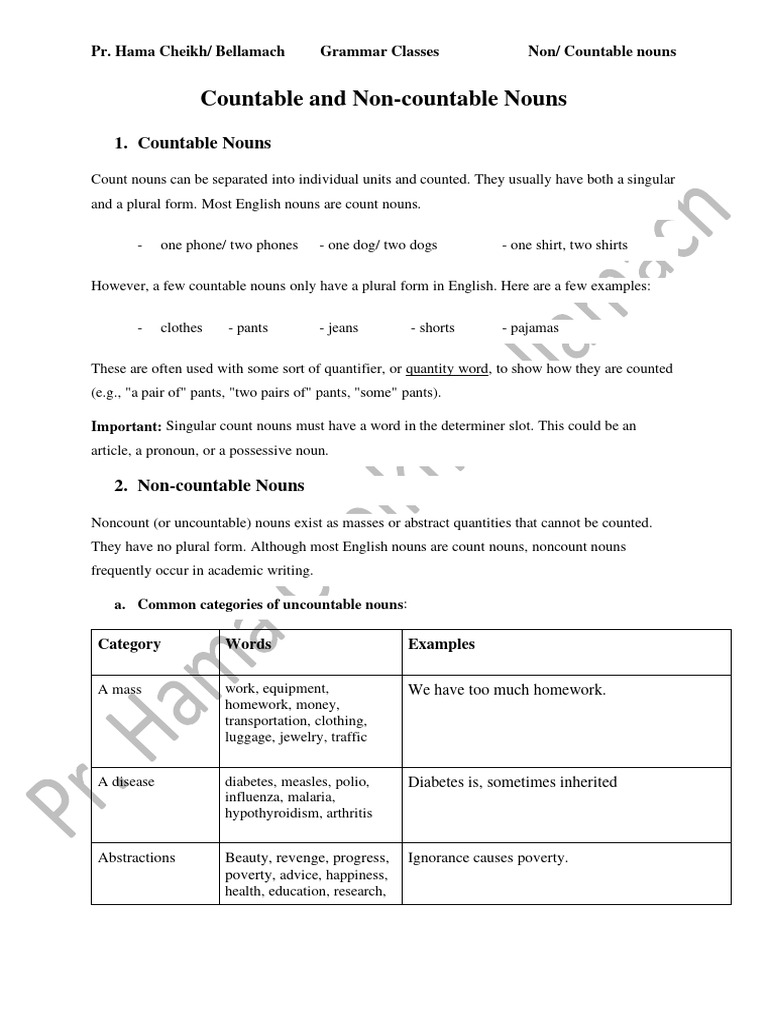Count and uncount nouns | PDF | Noun | Grammatical Number