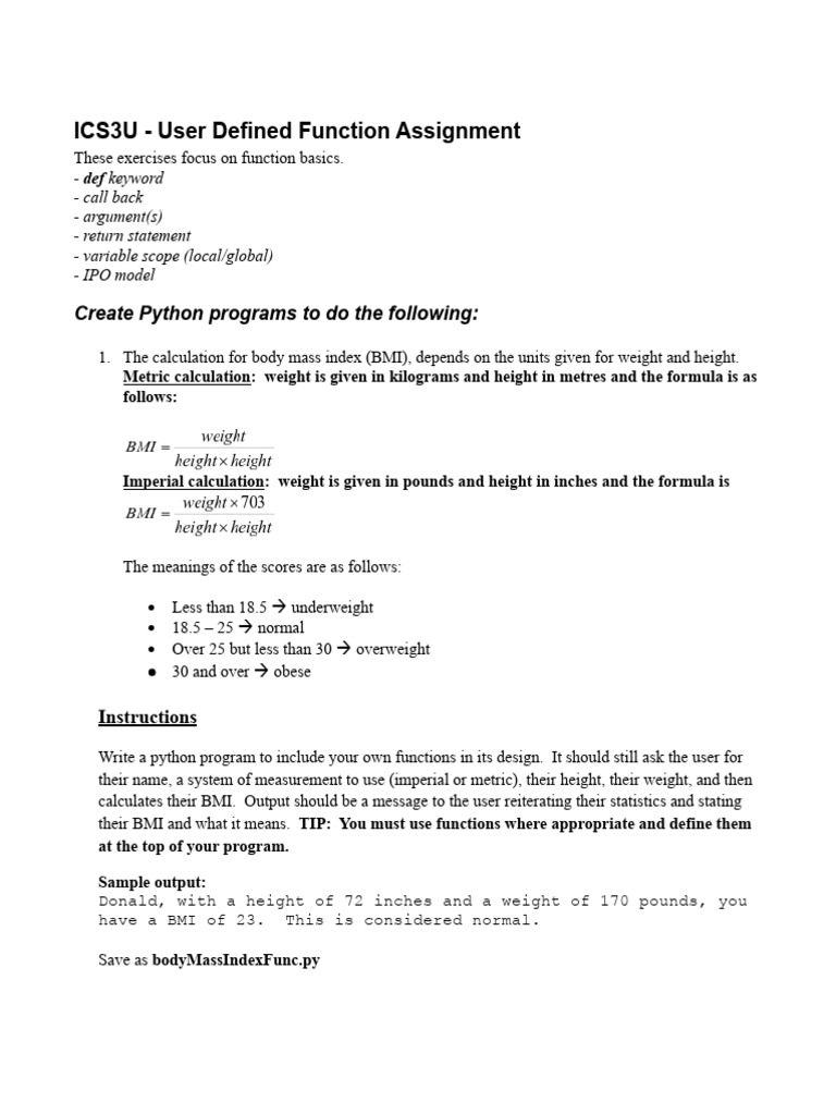 ICS3U Function Assignment2a | PDF