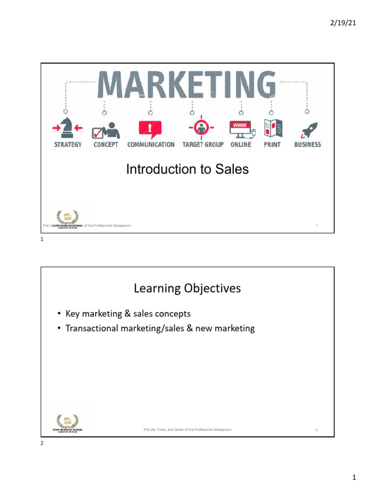 Introduction To Sales | PDF | Sales | Marketing