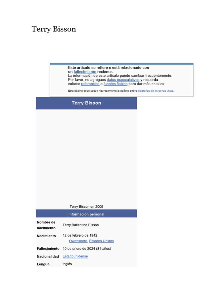 Terry Bisson | PDF | Ciencia ficción | Ficción especulativa