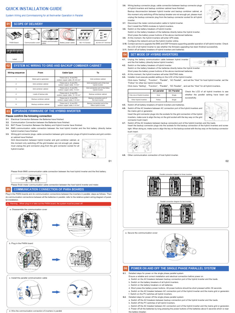 Hybrid Inverter Parallel Connection Guide | PDF | Electrical Connector ...