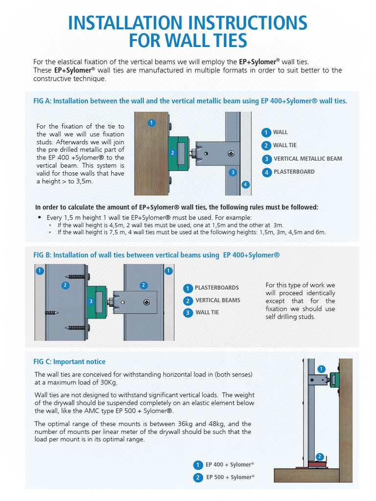 Installation Instructions Wall Ties | Download Free PDF | Wall | Drywall