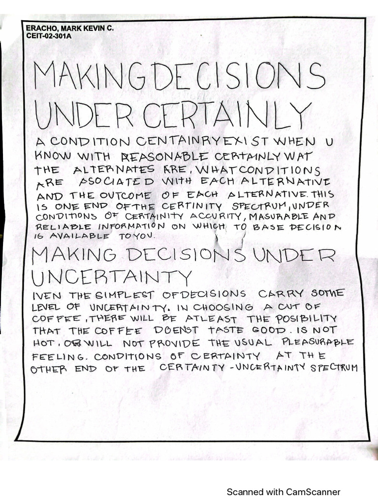 Eracho Mark Kevin C (Decision Theory) | PDF