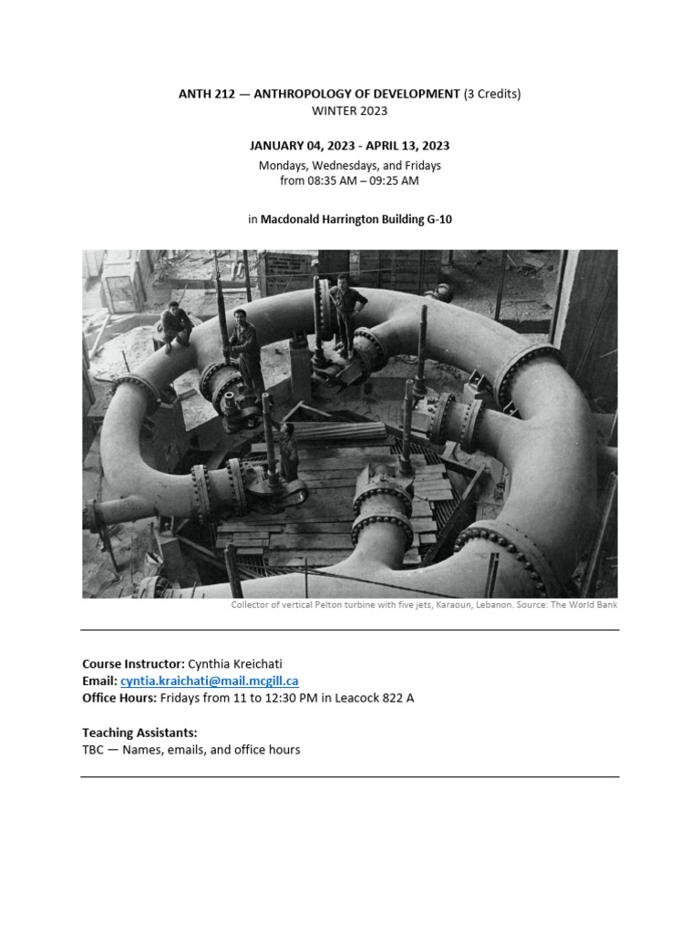Draft ANTH212 Winter23 Syllabus | PDF | Teaching Assistant