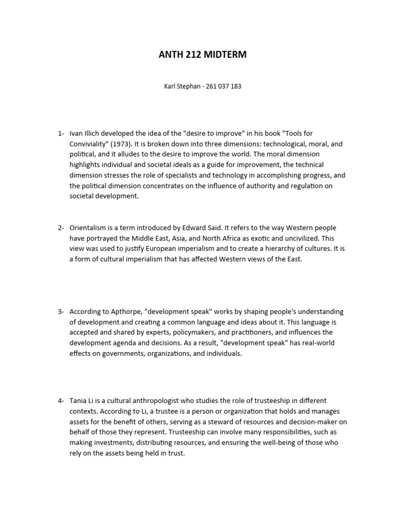 Midterm 212 | PDF | Expert | Discourse