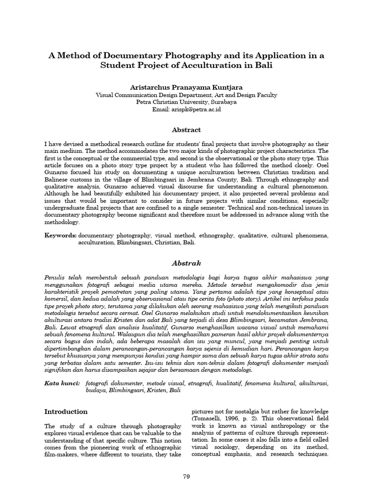 A Method of Documentary Photography and Its Applic | PDF | Ethnography ...