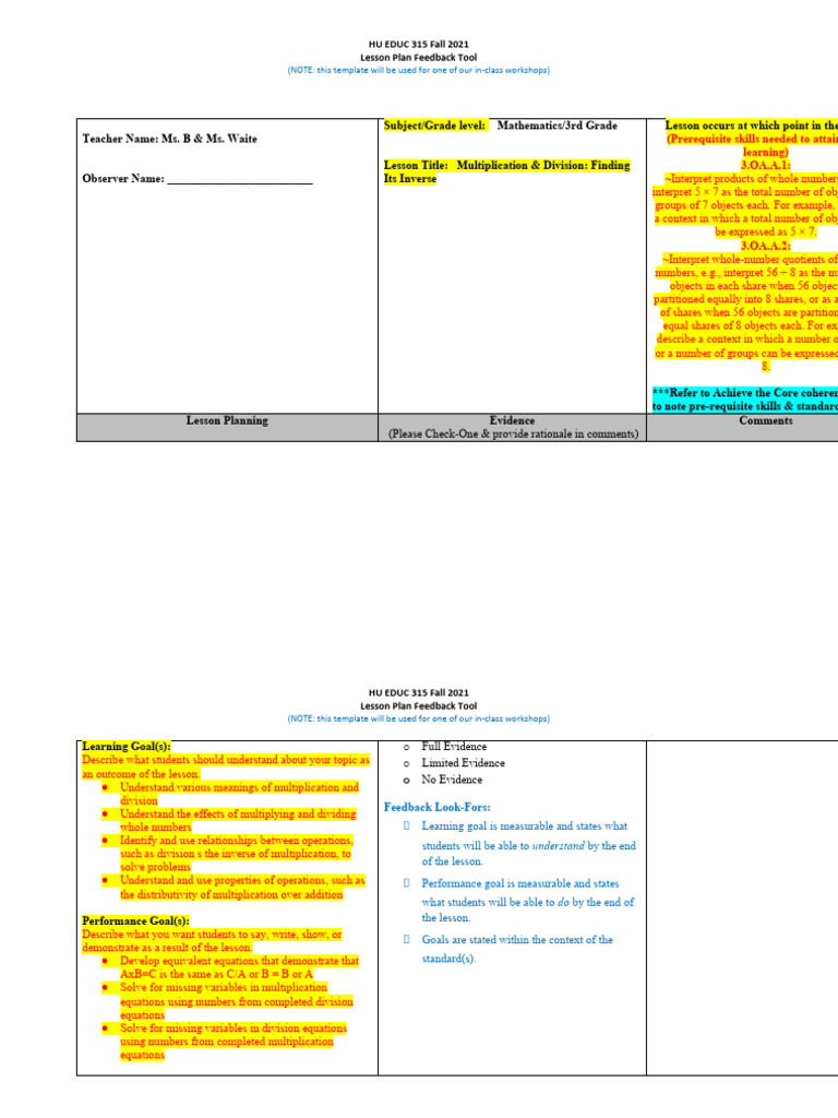 mathematics lesson plan | PDF | Lesson Plan | Educational Assessment