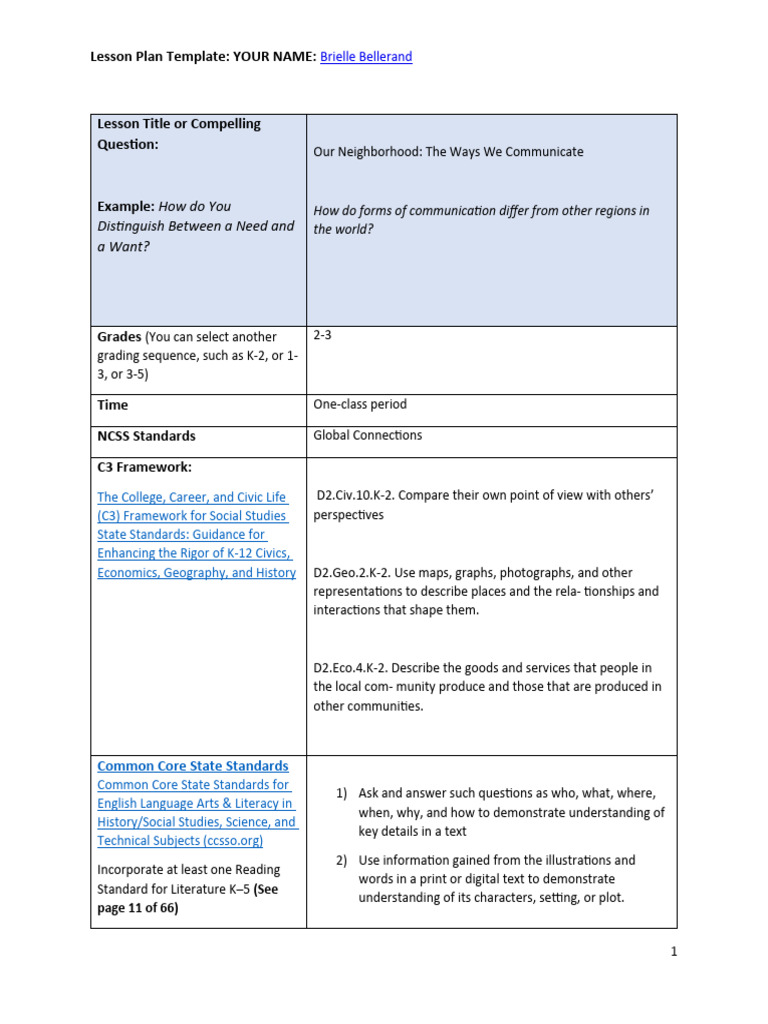 Communication Lesson Plan Grades 2-3 | PDF | Communication | Lesson Plan