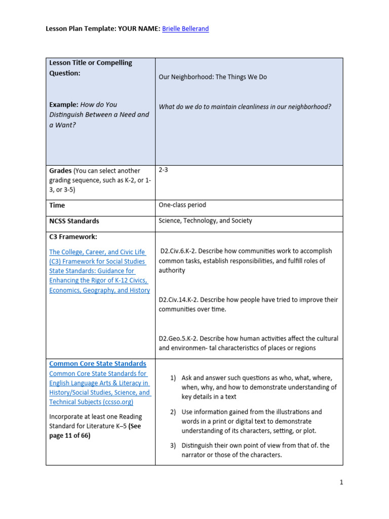 brielle bellerand- lesson plan 3 | PDF | Lesson Plan | Learning