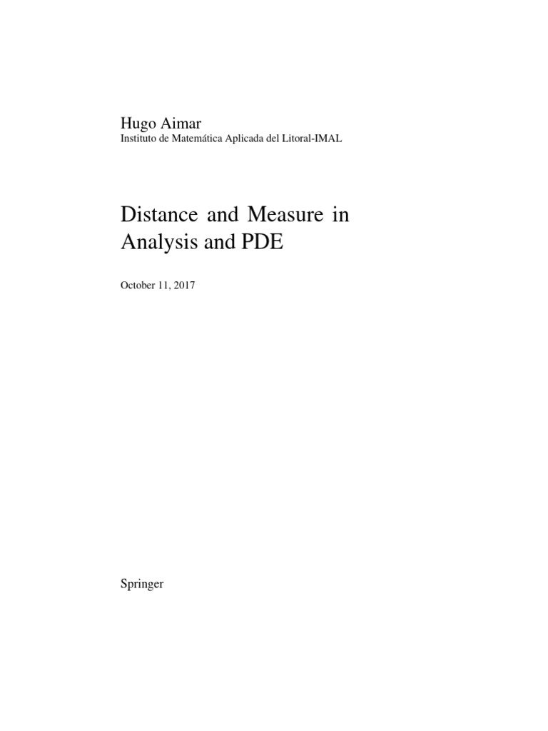 HugoAimar Book Distance and Measure Analysis and PDE | PDF | Metric Space | Distribution ...