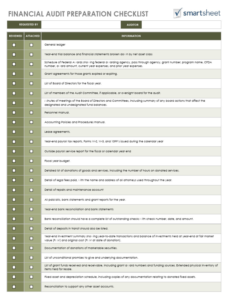 IC Financial Audit Preparation Checklist Template | Download Free PDF ...