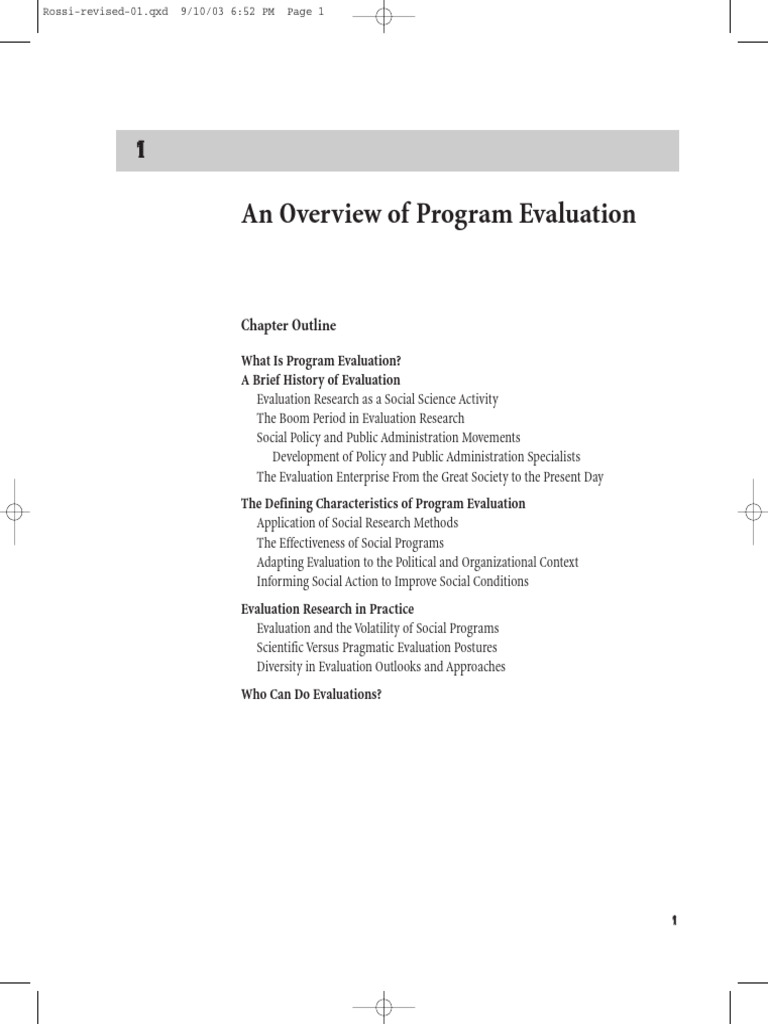 Rossi Chapter 1 Overview | PDF | Evaluation | Program Evaluation