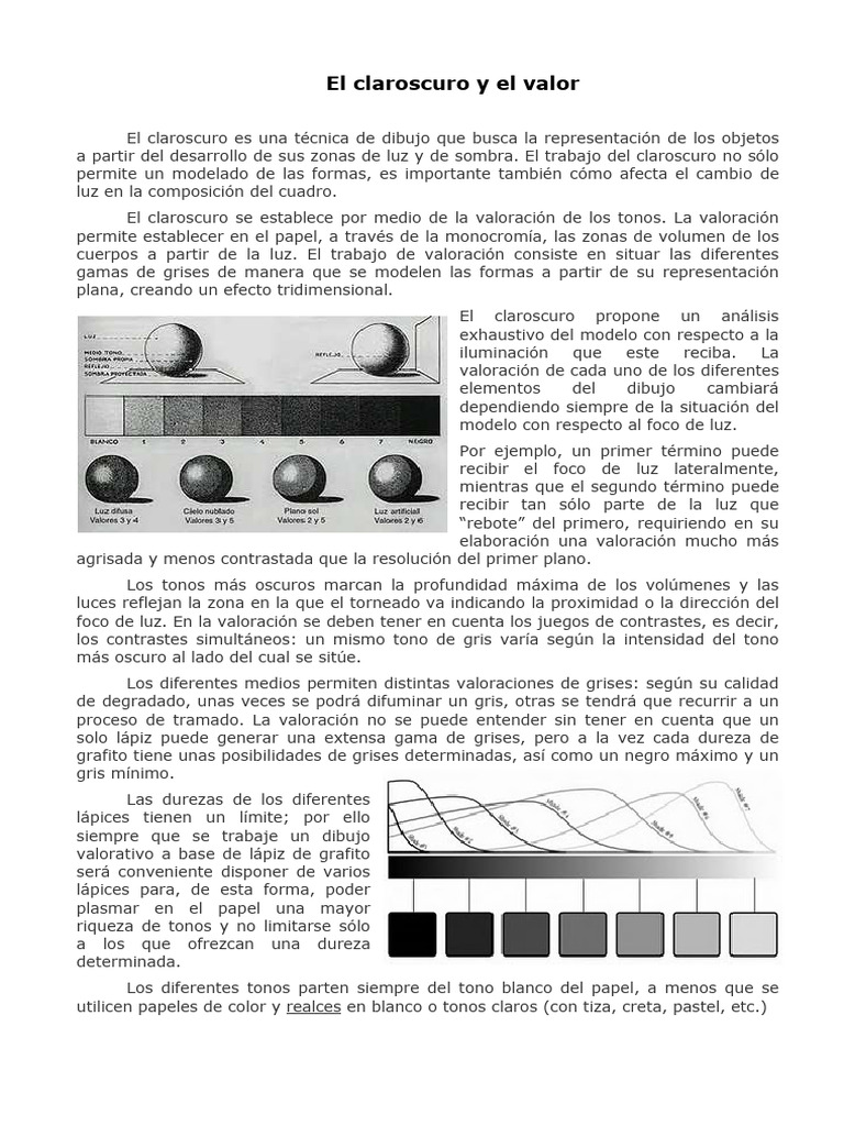 El Claroscuro y El Valor | PDF | Lápiz | Dibujo