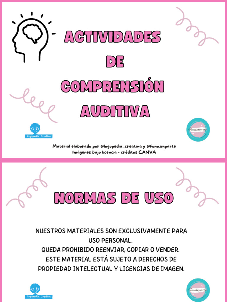 Actividades de Comprensión Auditiva Infantil | PDF