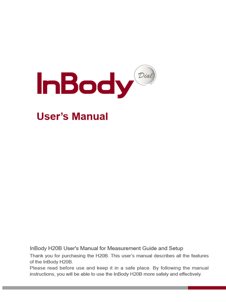 Inbody Users Manual H20B - ENG - C - 210916 - 129x183 | PDF | Obesity ...