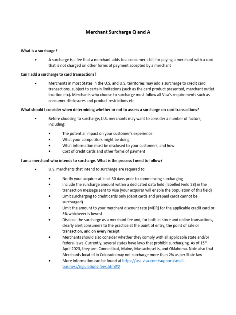Merchant Surcharge Rules Guide | PDF | Credit Card | Debit Card
