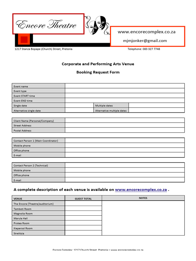 Booking Request Form | PDF | Microphone | Telephone