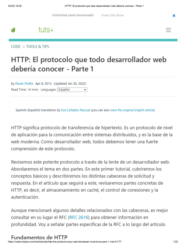 envatoTuts - HTTP El protocolo que todo desarrollador web debería conocer - Parte 1 | PDF ...