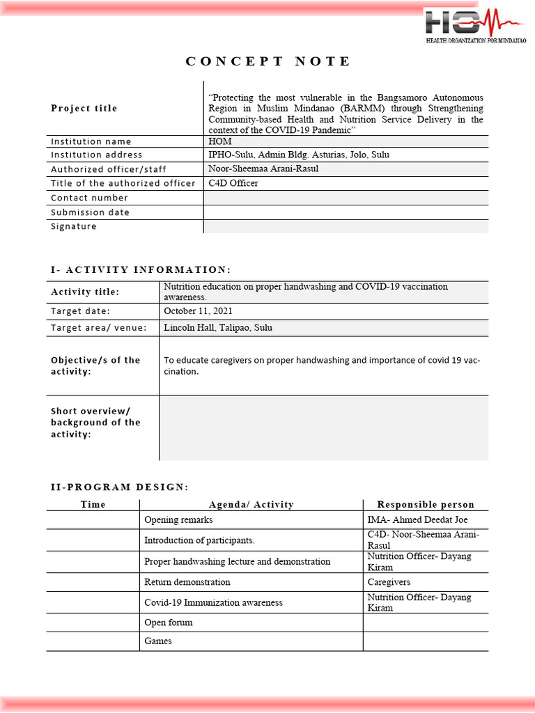 2021.07.22 - Concept Note For RHU&LGU Template | PDF | Medical ...
