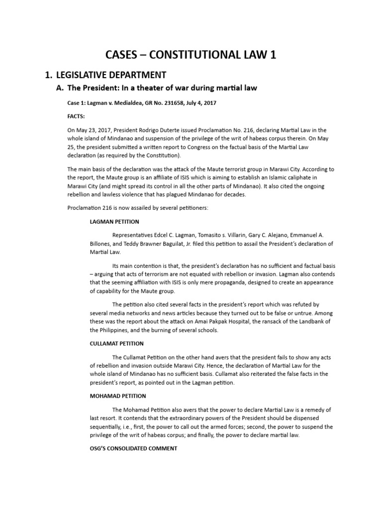 Constitutional Law 1 - Cases | PDF | Government | Governance