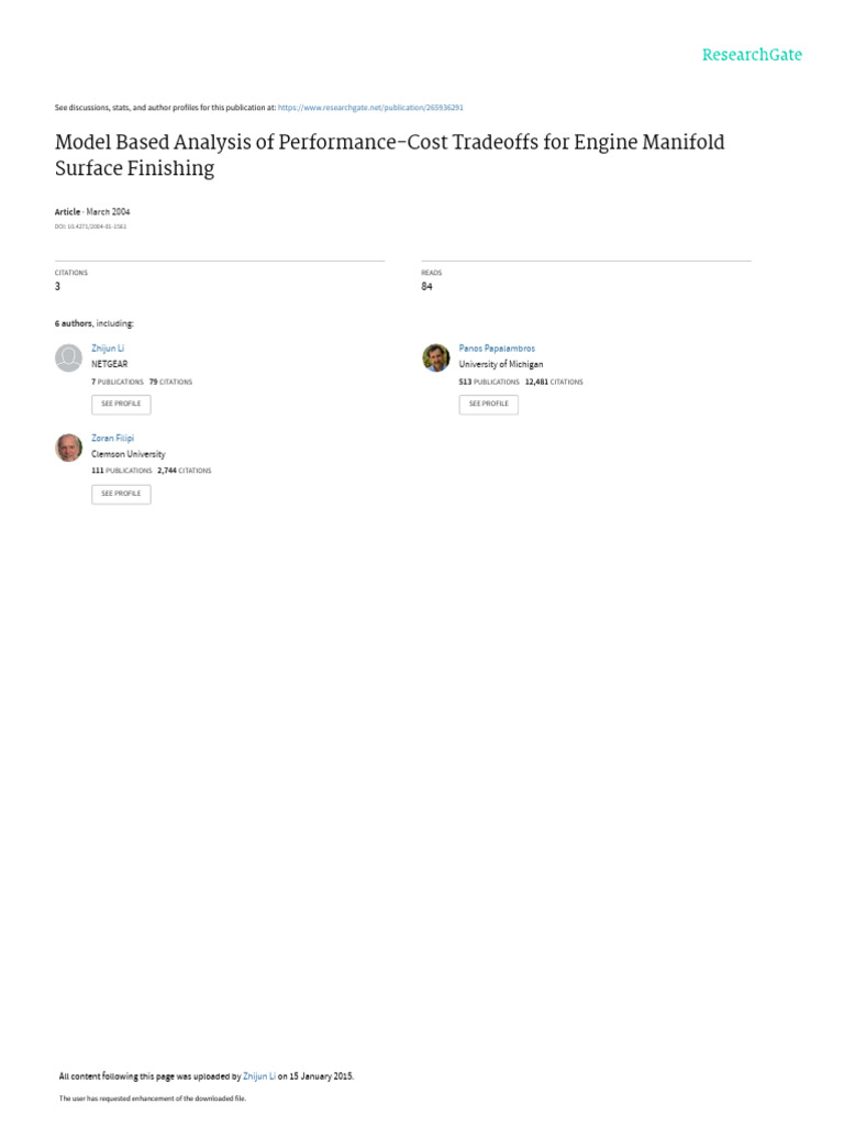 Model Based Analysis of Performance-Cost Tradeoffs | PDF | Demand | Mathematical Optimization