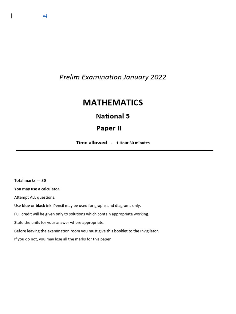 2021.22 N5 Paper 2 | PDF | Elementary Mathematics | Mathematics