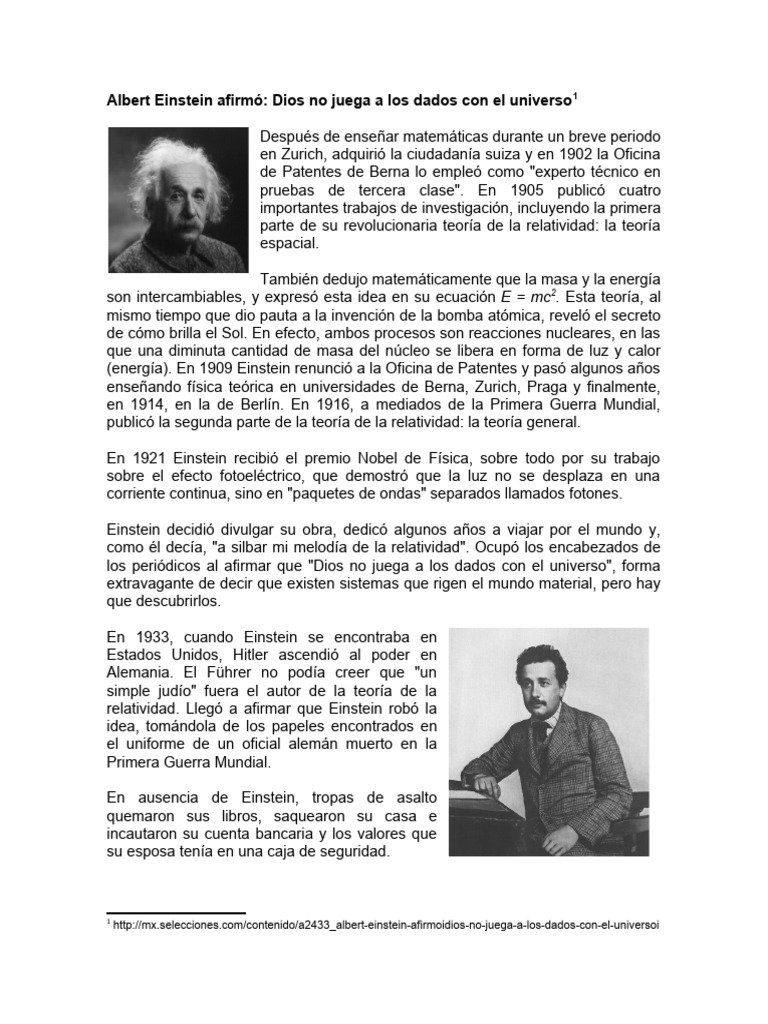 Vida y legado de Albert Einstein | PDF | Albert Einstein | Física