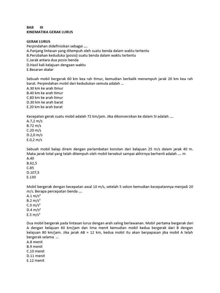 Latihan Soal Gerak | PDF