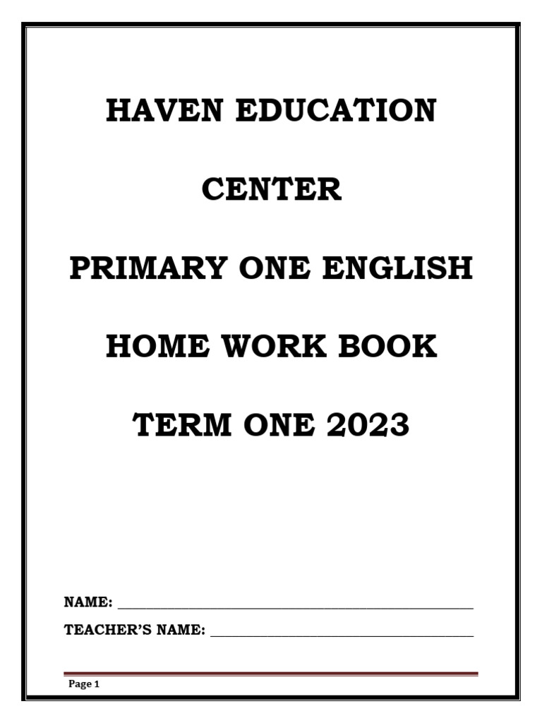 P 1 English Work Book Term 1 2020 | PDF | Plural | Grammatical Gender