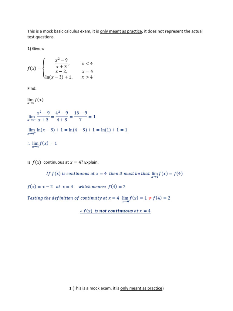 Math 130 Revesion Exam | PDF | Mathematical Objects | Analysis