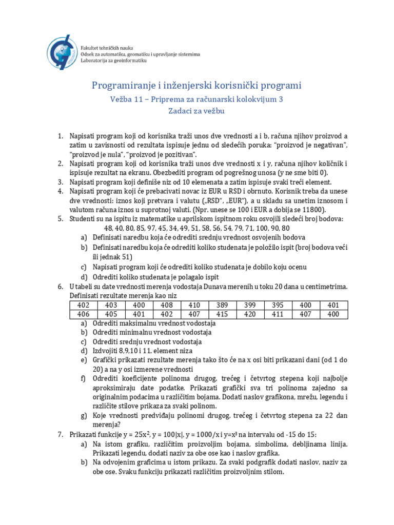 11 - Python - Zadaci Za Vežbu | PDF