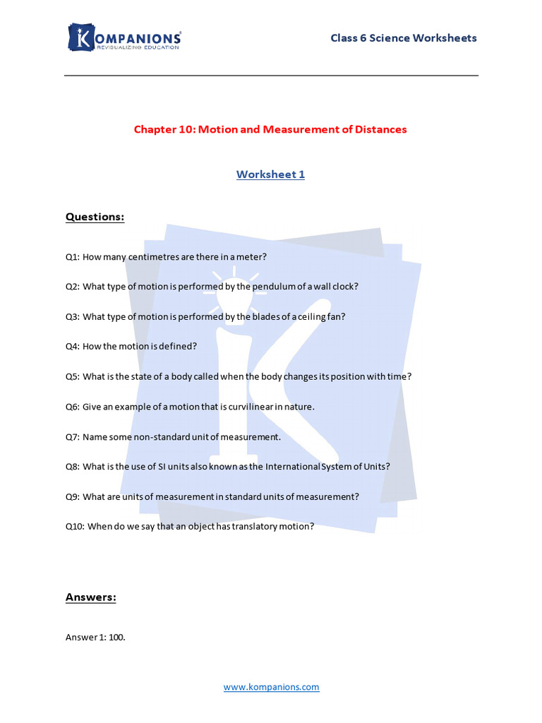 Class 6 Science Chapter 10 Motion and Measurement of Distances ...