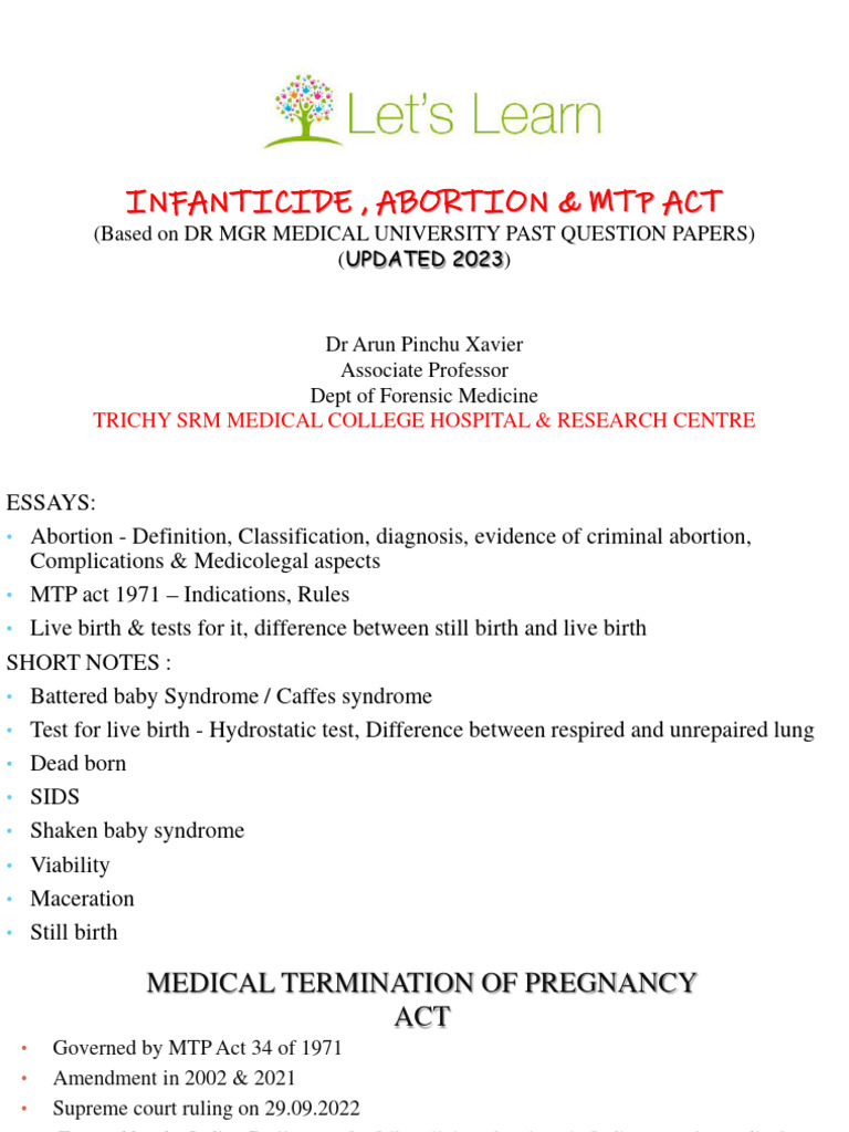 Revision - Abortion MTP - Apx | PDF | Abortion | Uterus