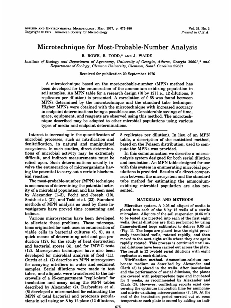 mpn table | Microorganism | Accuracy And Precision
