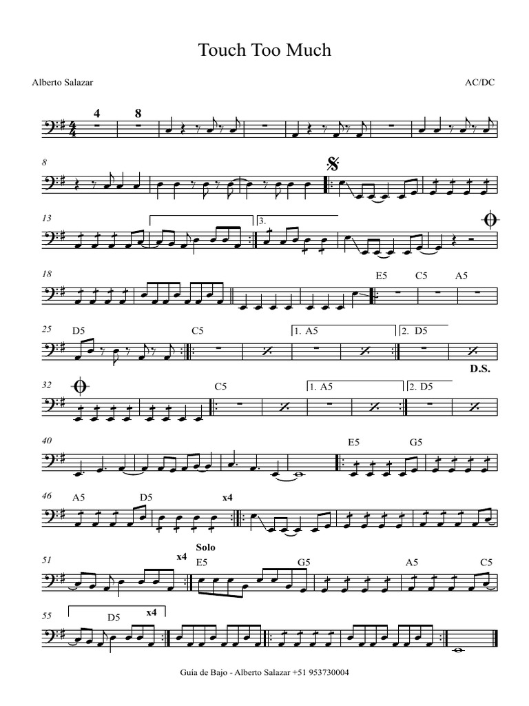 Touch Too Much bass - Partitura completa | PDF
