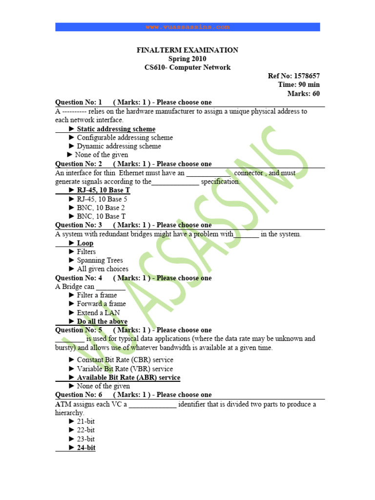 CS610 Final Term MAGA File.. All Paperz Are in 1 File..Pages 1 To 42 | PDF | Internet Protocol ...