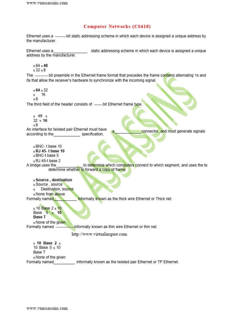 Cs610 Final Solved Mcqs for Papers and Quizs | PDF | Internet Protocols ...