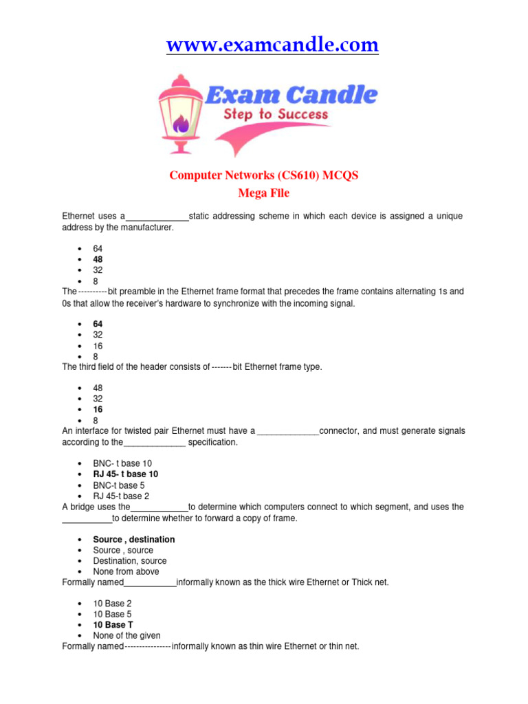 Computer Networks CS610 MCQS Mega File | PDF | Internet Protocols ...