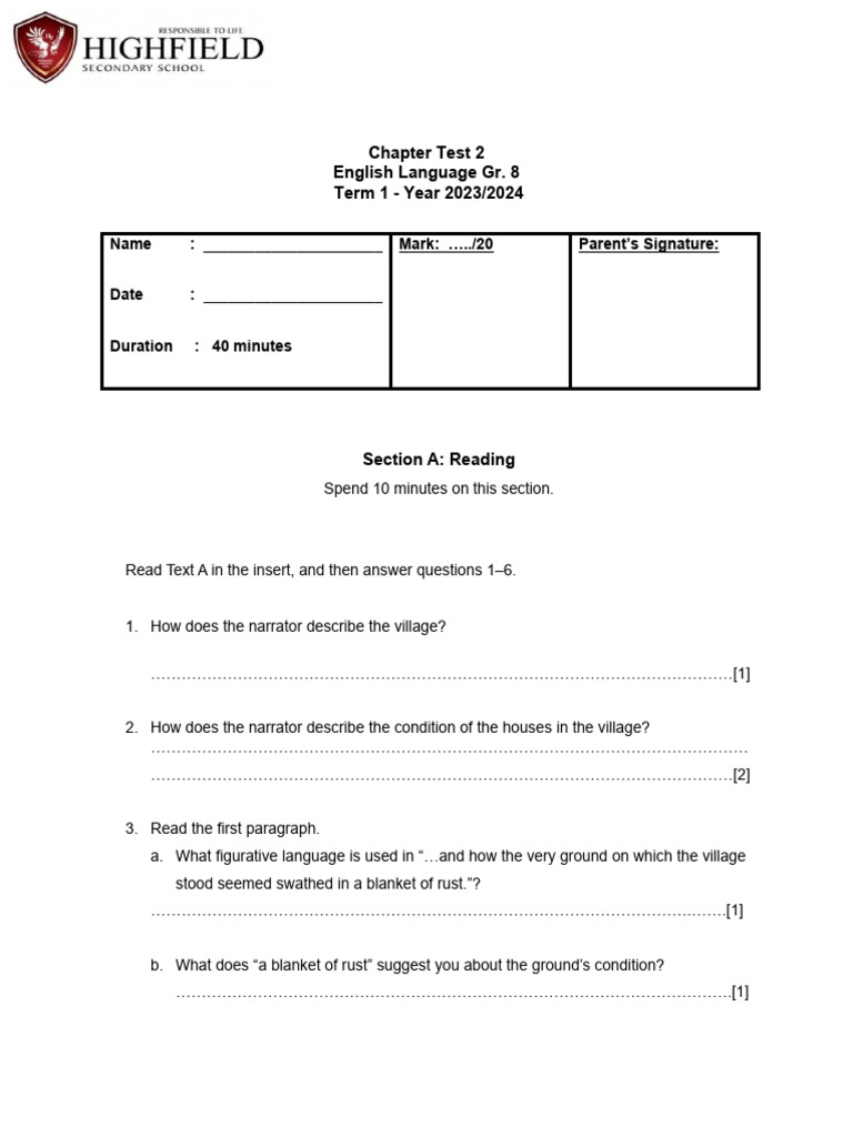 Chapter Test 2 | PDF