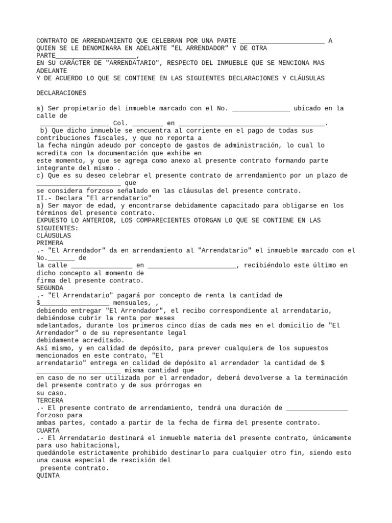 Contrato de Arrendamiento Puerto Rico | PDF