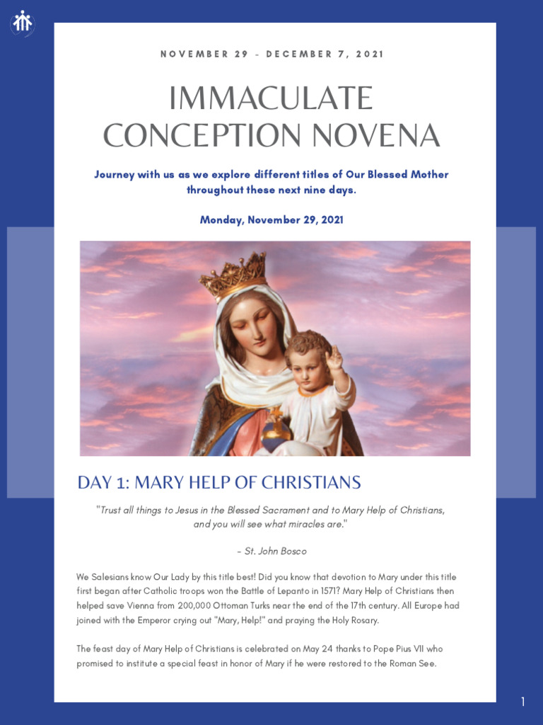 Immaculate Conception Novena Materials For Communities | Download Free PDF | Mary, Mother Of ...