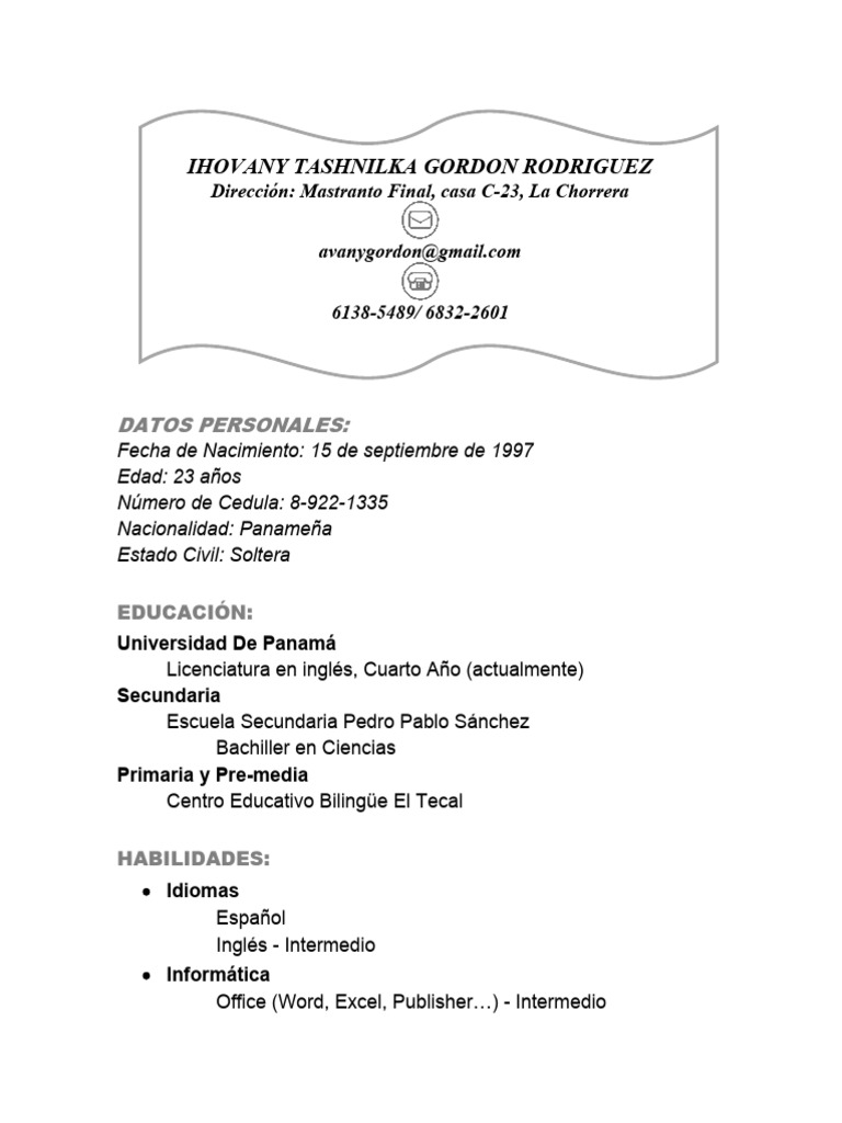 Avany Curriculum Vitae | PDF