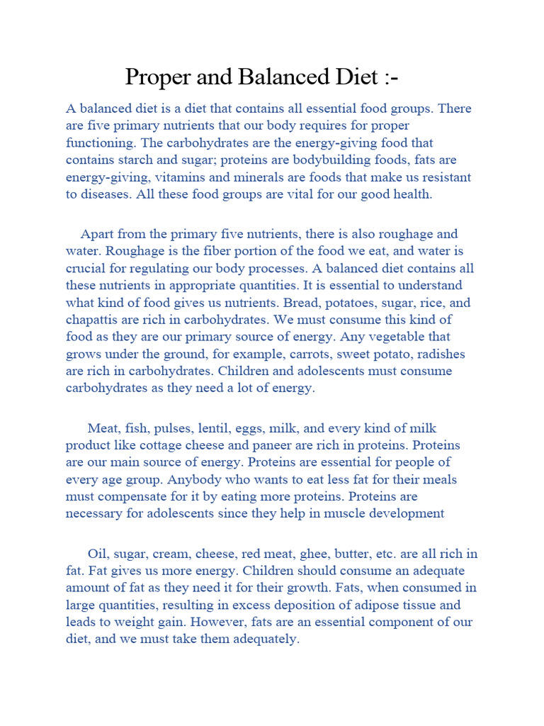 Proper and Balanced Diet | PDF | Foods | Diet (Nutrition)