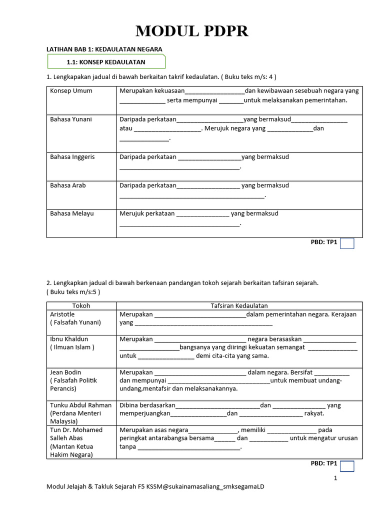 Modul PDPR Sejarah F5 KSSM | PDF