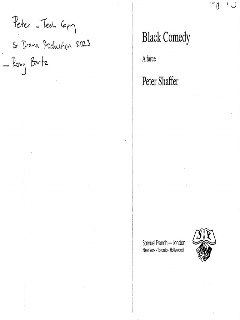 Black Comedy Script PDF | PDF