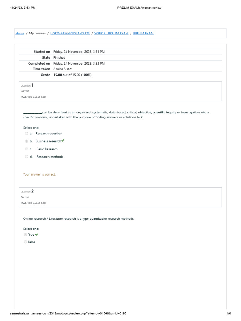Prelim Exam Attempt Review Pdf Science Methodology